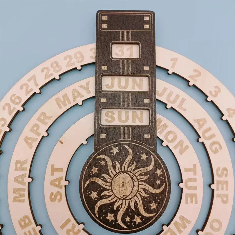 Wooden Rotating Circular Perpetual Calendar