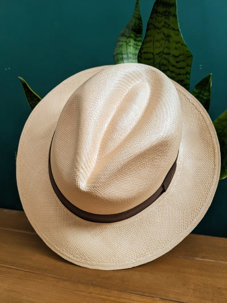 Genuine Ecuadorian Natural Panama Hat with Dark Brown Hat Band ...