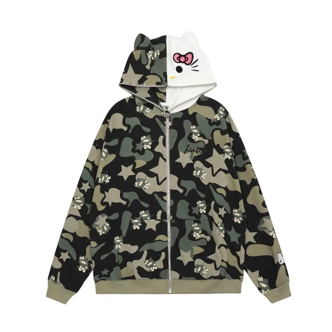 Hello Kitty Hoodies Jacket Oversized Sweatshirts Zip Up w/ Pocket ...