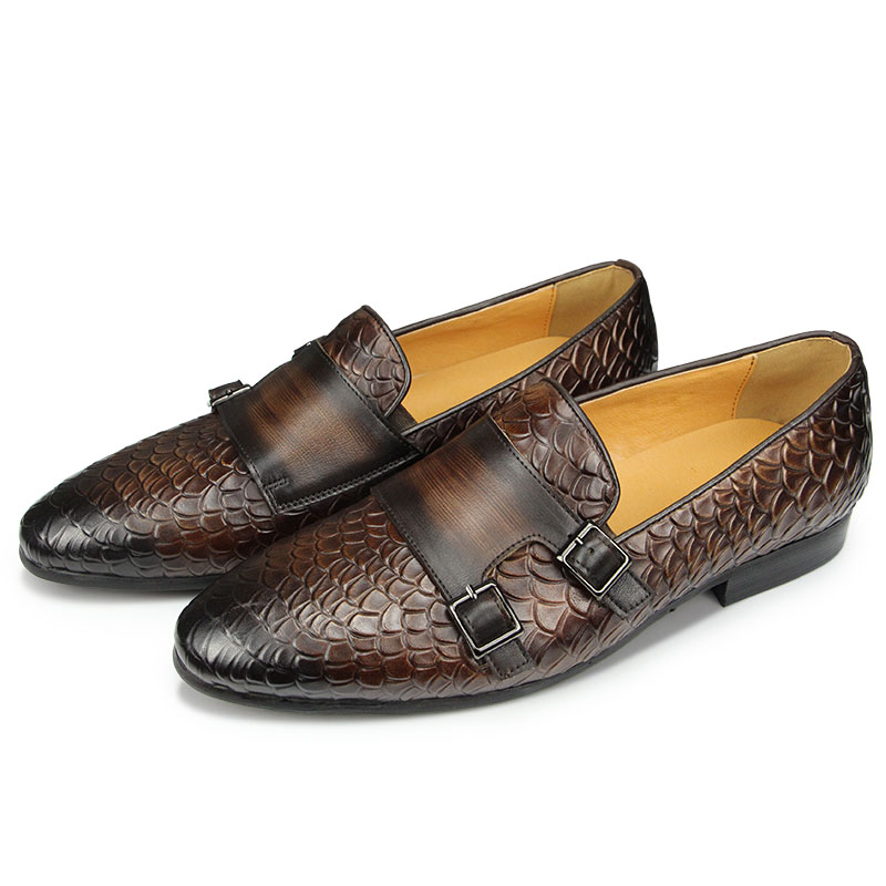 Simms Genuine Leather Monk Strap Loafers