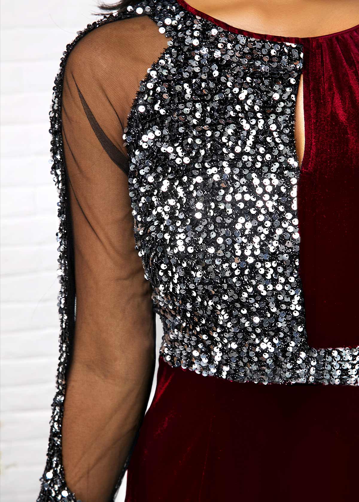 Sequin Embellished Back Slit Dress sequin-embellished-back-slit-dress