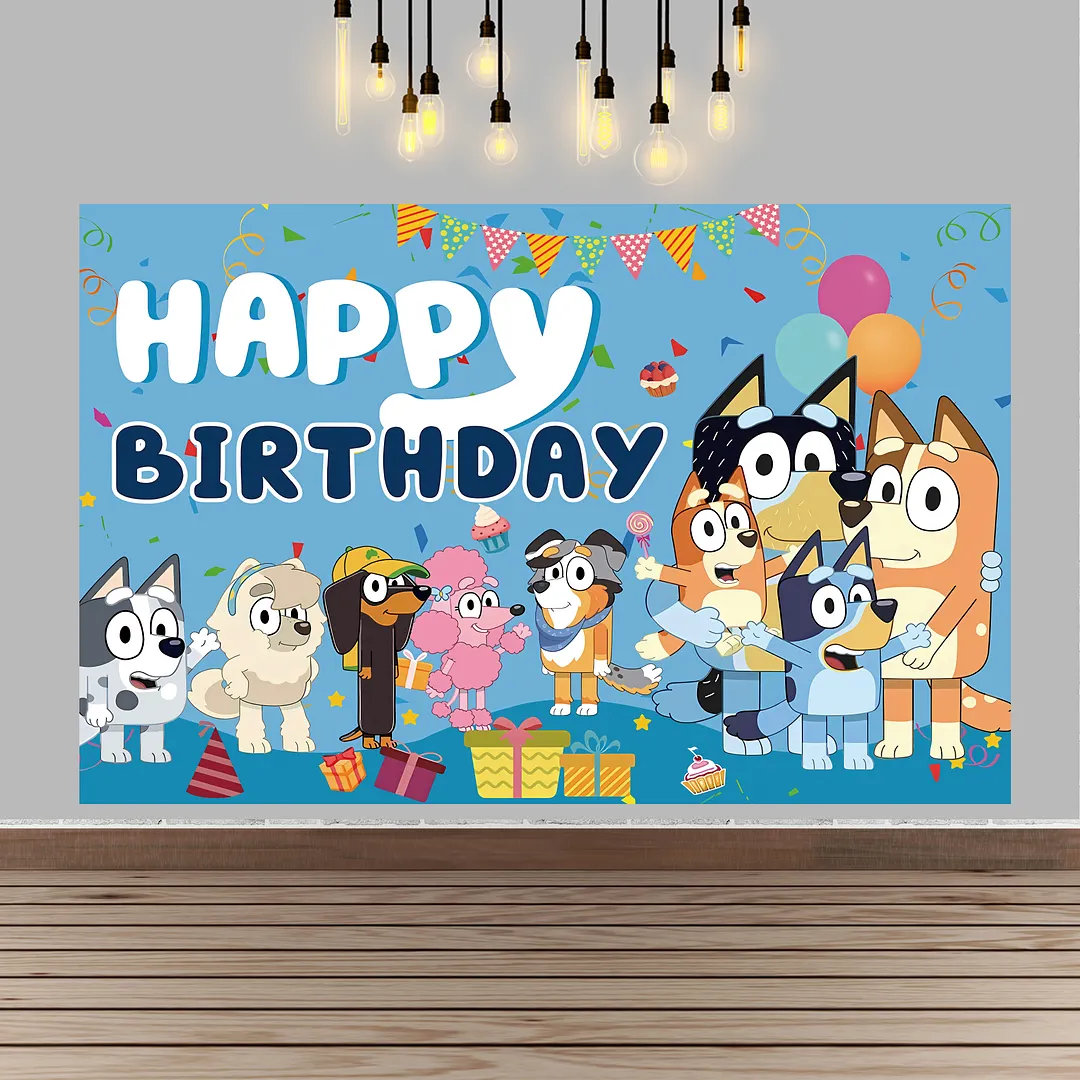 Custom-made Bluey Dog Vinyl Backdrop for Cartoon Kid's Birthday Party ...