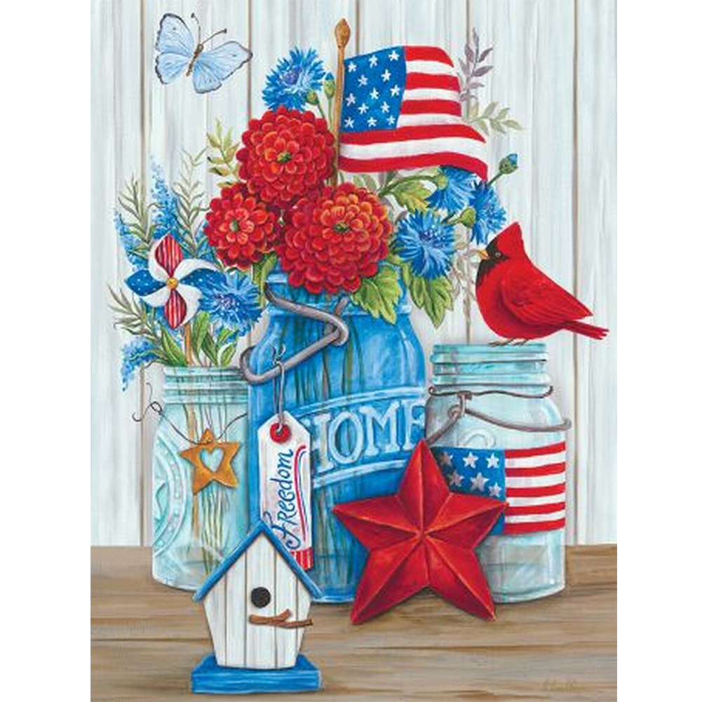 Flowers Flag Round Diamond Painting 30 40CM Flowers Flag Round Diamond Painting 30 40CM