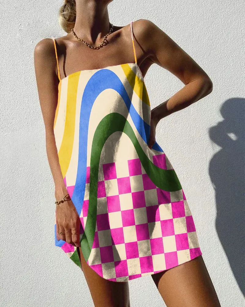 Women's Square Print Mini Dress