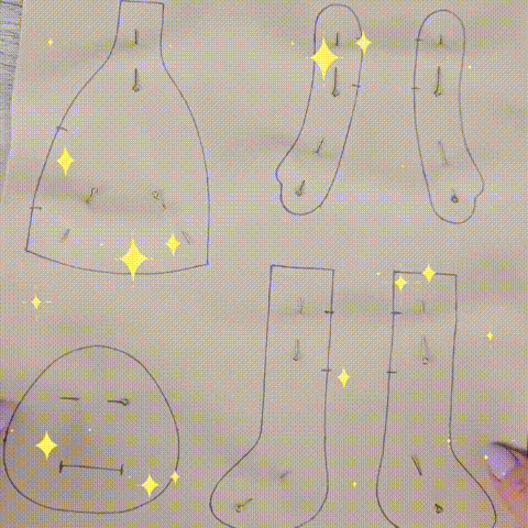 Fabric Doll Sewing Template - Instructions Included