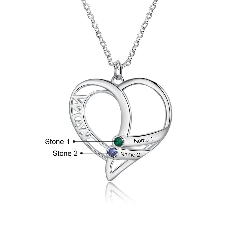 925 Sterling Silver 2 Birthstones Necklace
