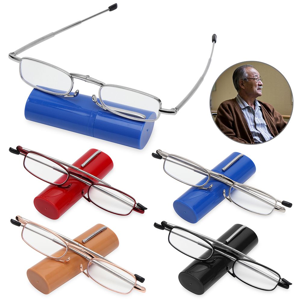 Men and Women Readers Anti Eyestrain Foldable Reading Glasses with Tube ...