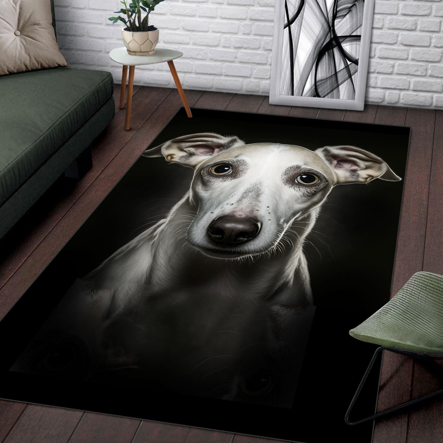 Whippet 3D Portrait Area Rug