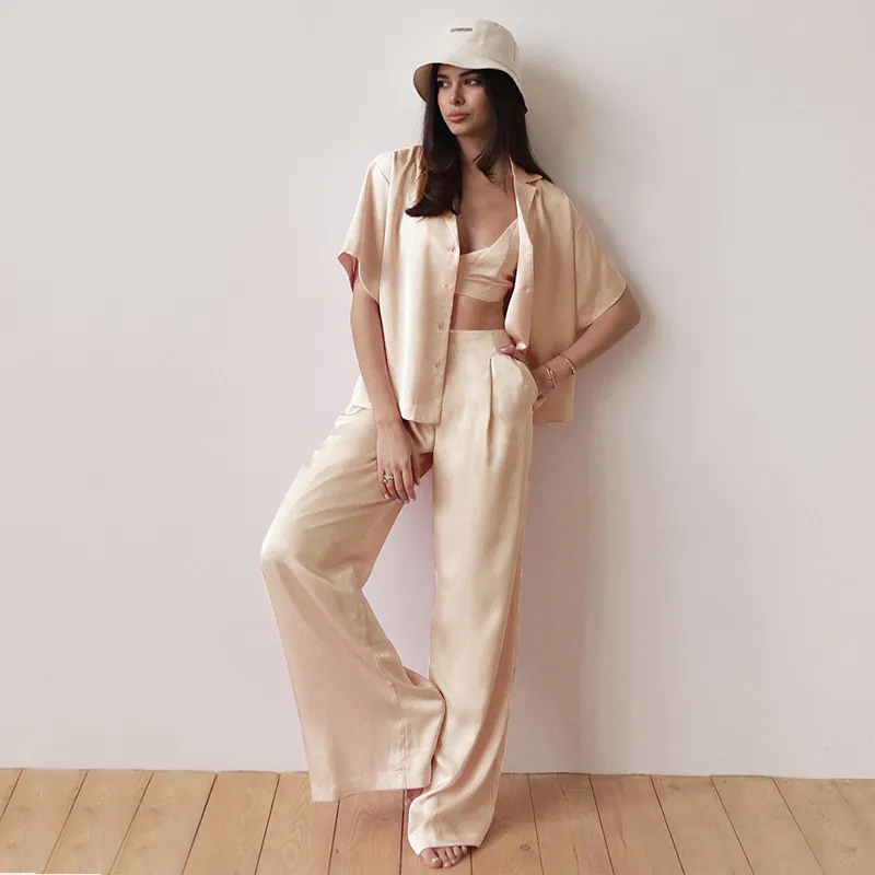 Women's Two-piece Silk Pajamas Set