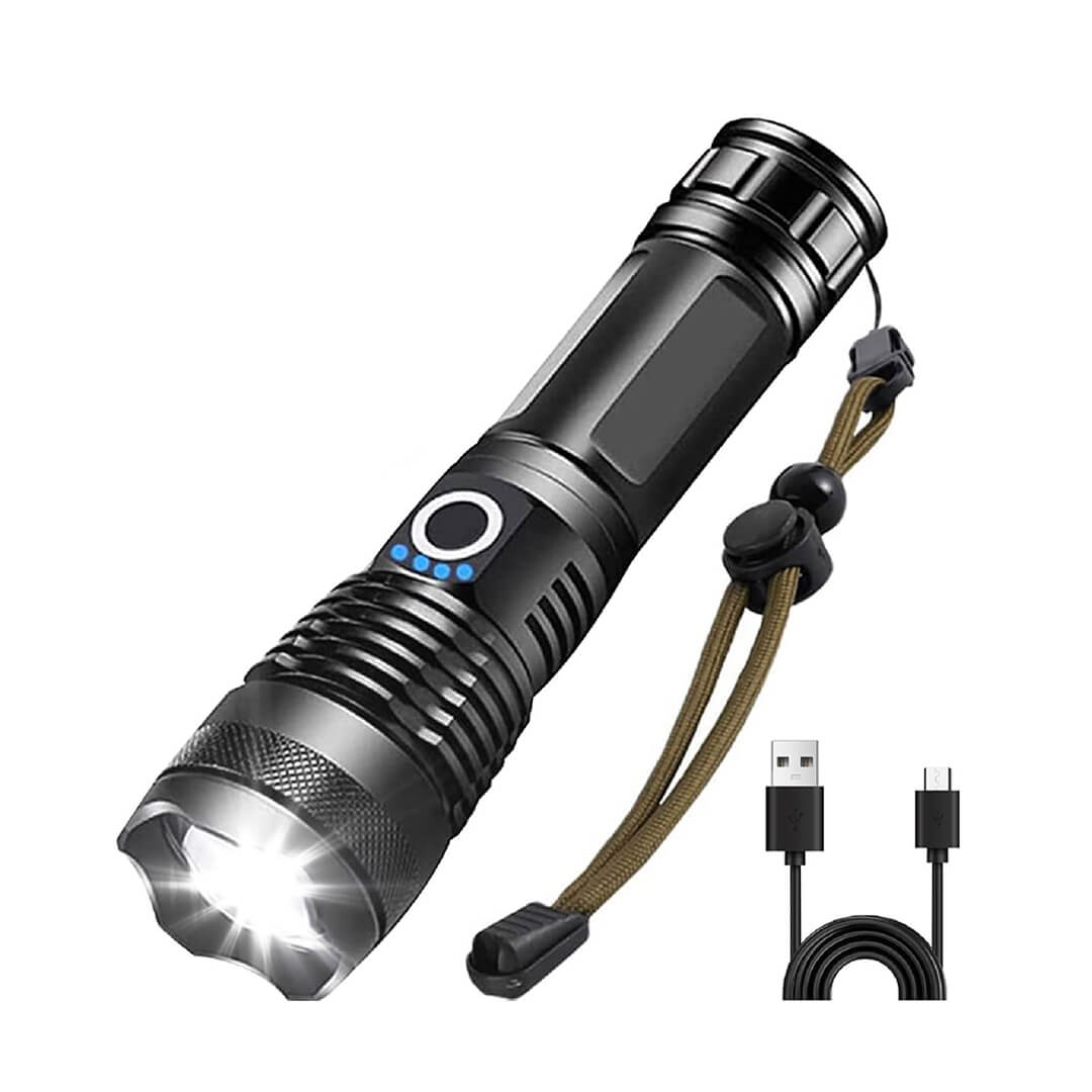 P50 LED Flashlight Rechargeable 10000 High Lumens Tactical Flashlight ...