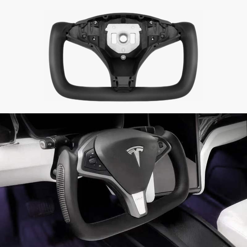 2012-2020 Model S/X Yoke Style Carbon Fiber Steering Wheel