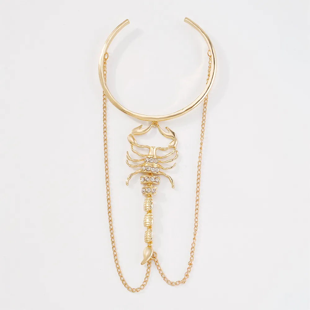 GOTHIC DIAMOND SCORPION CHAIN ARM RING