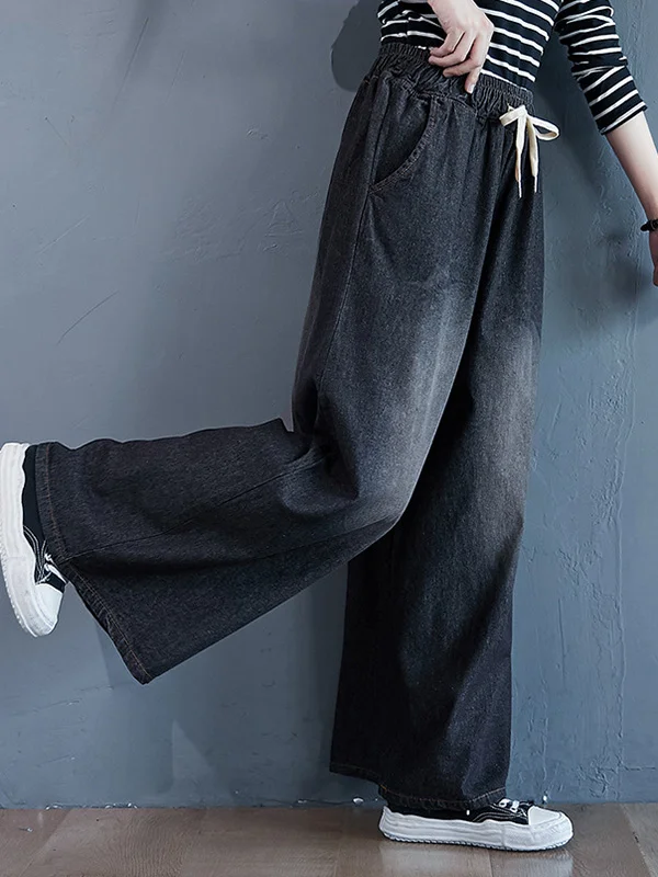 Chic Drawstring Wide-Leg Jeans for Effortless Style