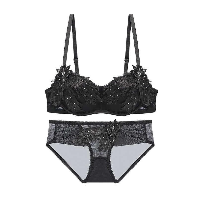 Billionm Brand Underwear Set Sexy Lace Embroidery Wing Push Up Bra Set ...