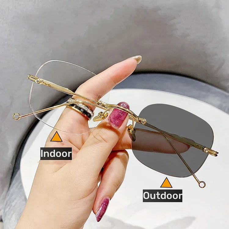 New Rimless Photochromic Myopia Glasses Men Women Minus Diopter Short ...
