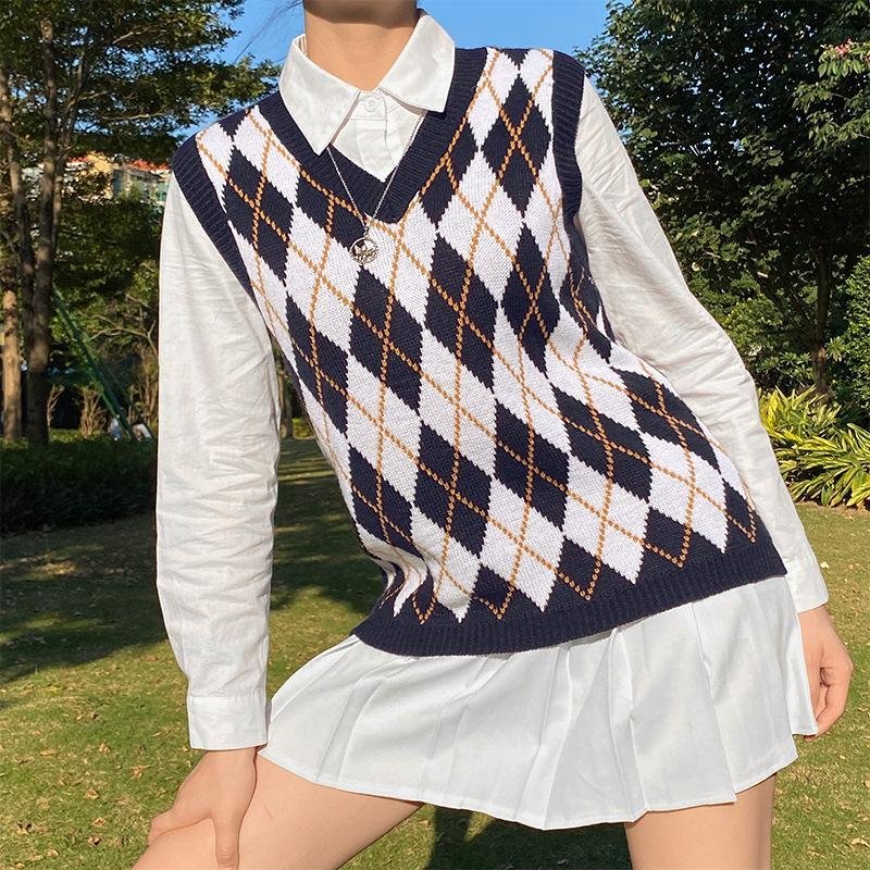 DIAMOND CHECK KNIT VEST 202108主动下架