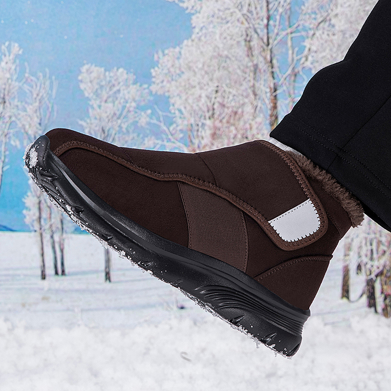 Velcro Snow Boots Mens – Unisex Velcro Strap Snow Booties Plush Lined ...