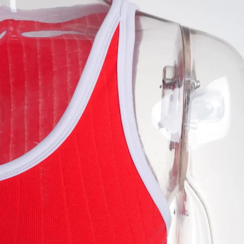 RED BUTTON CROP VEST