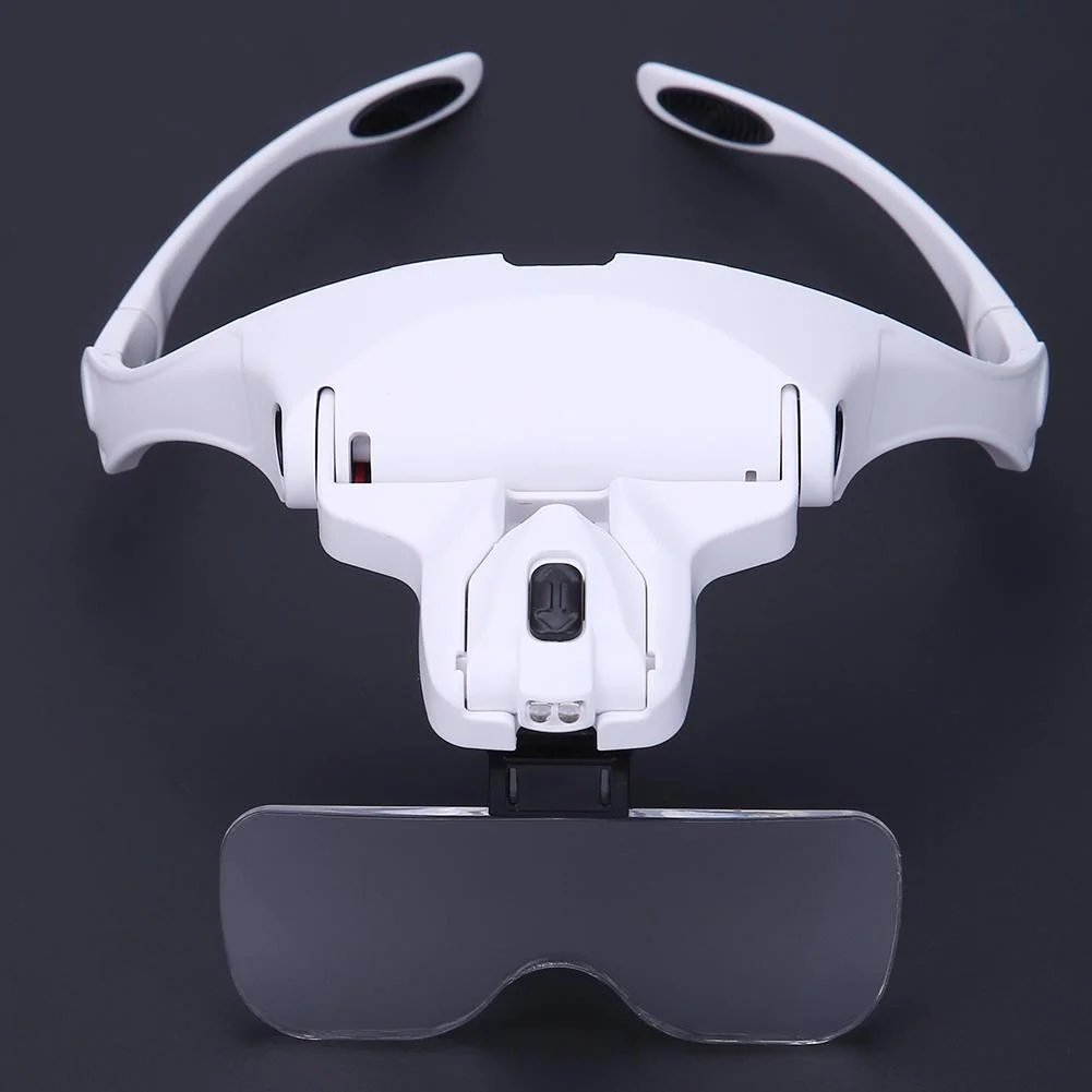 Adjustable Lens Wearing Type Glasses Magnifier Loupe Kit with LED ...