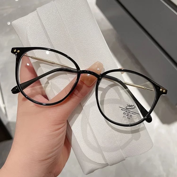Metal Anti Blue Myopia Glasses Retro Ultra Light Artistic Round Frame ...