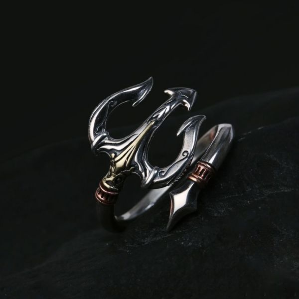 Sterling Silver Personalized Trident Ring