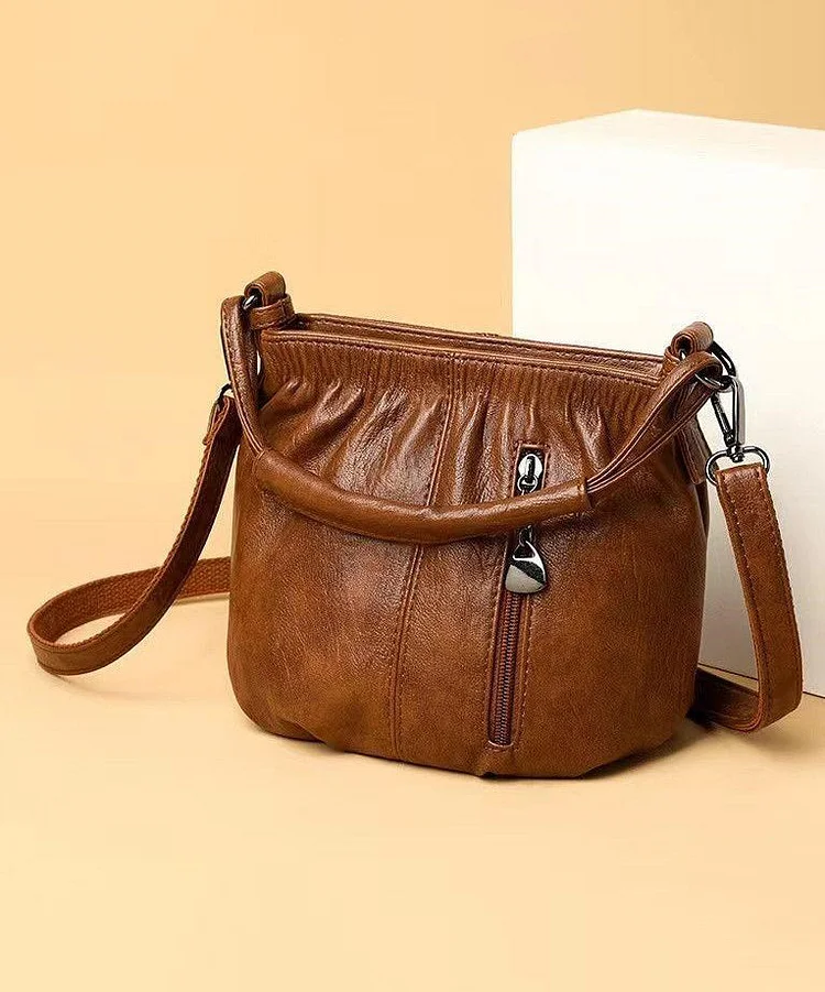 Chic Brown Versatile Faux Leather Shoulder Bag