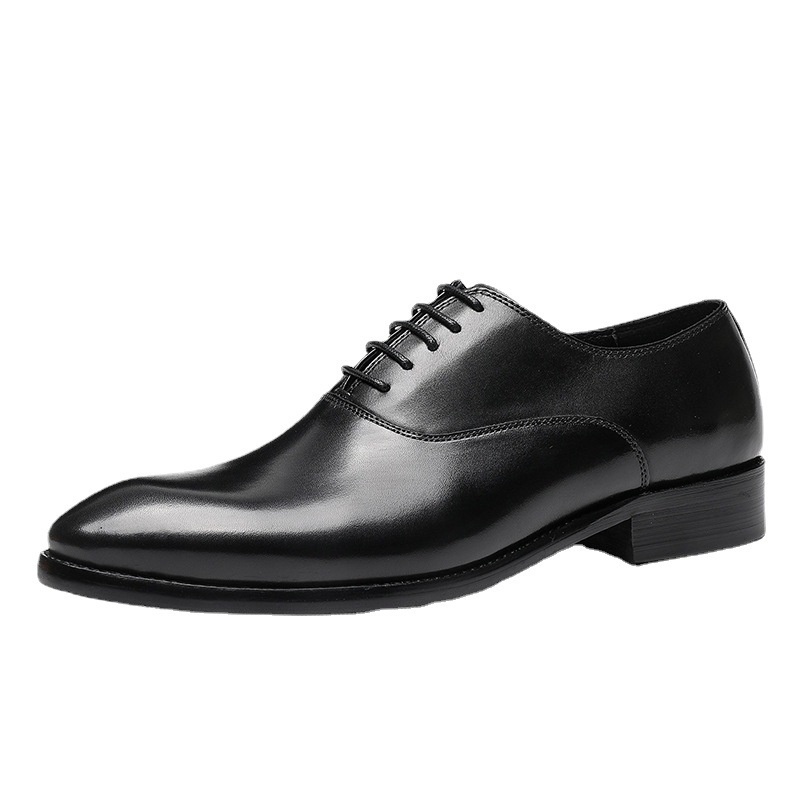 GOOSHOE Leather Surface Leather Shoes Lace Up Low Cut Formal Shoes