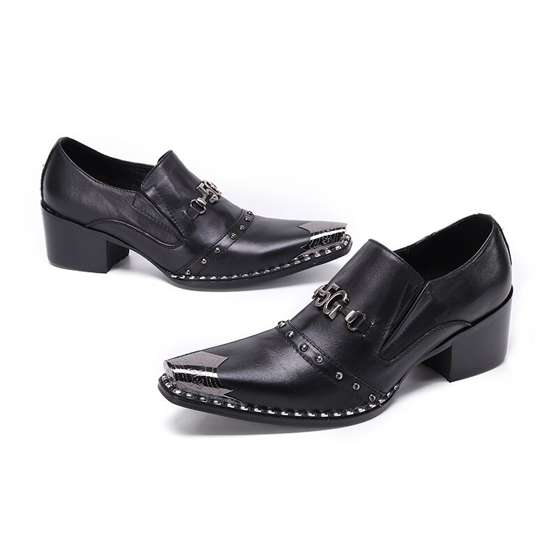 Leather Men Shoes Metal Rivets Formal Brogue Shoes Male Dress Shoes