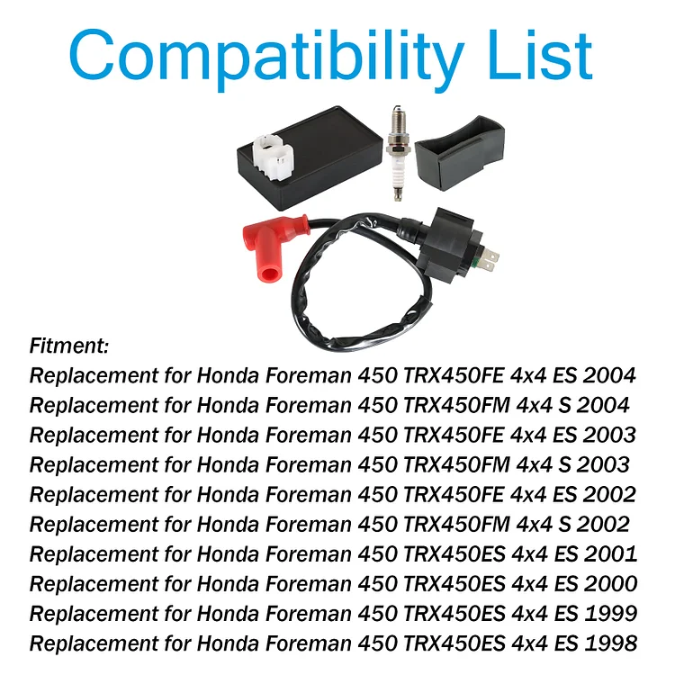 Honda ATV Repair Parts Ignition Coil & CDI Box Kit For Honda Foreman 450 TRX450 1998-2004 ...