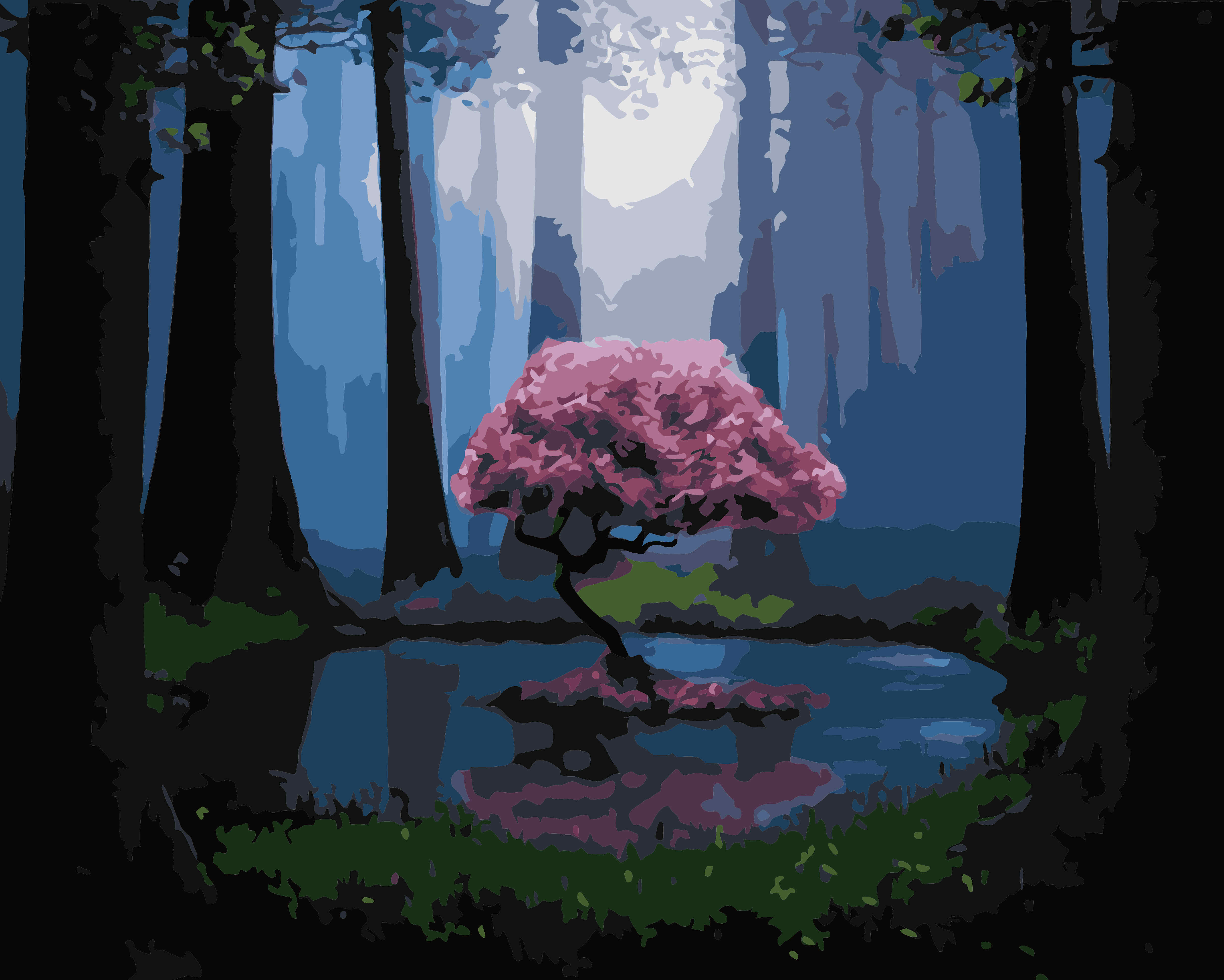 DIY Painting By Numbers | Little Pink Tree In The Forest - 40*50cm