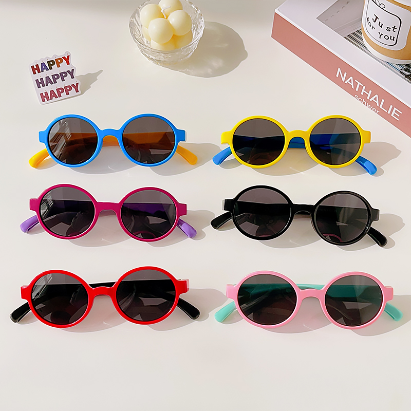 Baby Girls Cute Silica Gel Round Outdoor Sun Protection Sunglasses ...