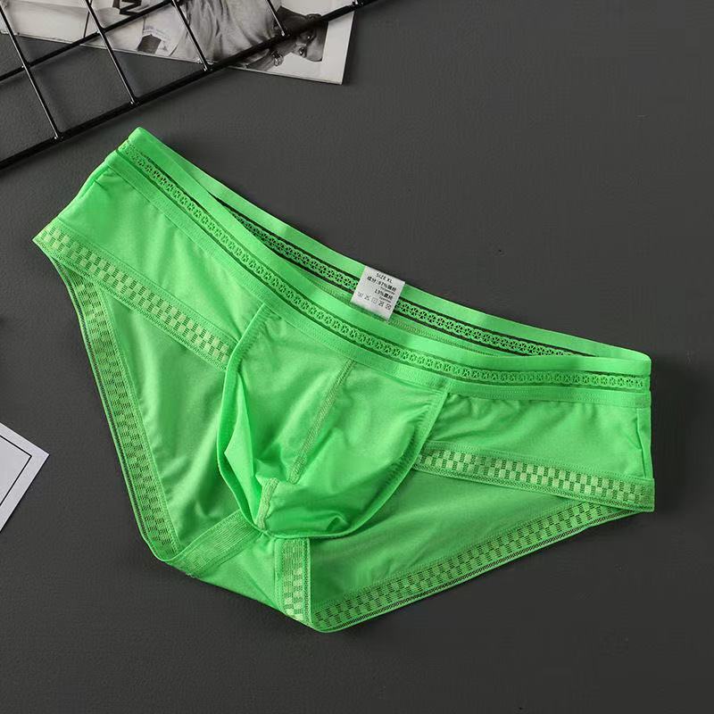 Men's Ice Silk Solid Color Printed Side Briefs