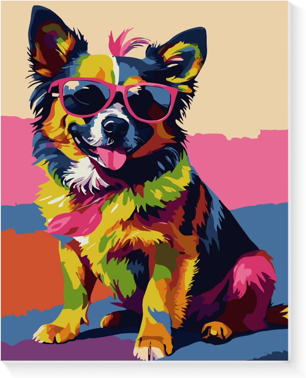 Ninonly Animal Paint by Number Kits Framed Canvas, Colored Dog Paint by ...