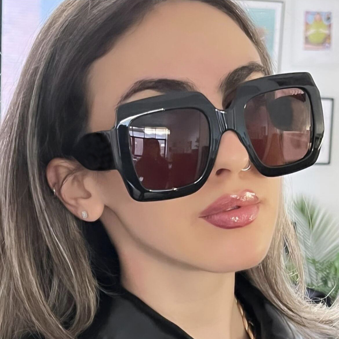 Vintage Square Oversized Sunglasses Men Women Luxury Brand Designer ...
