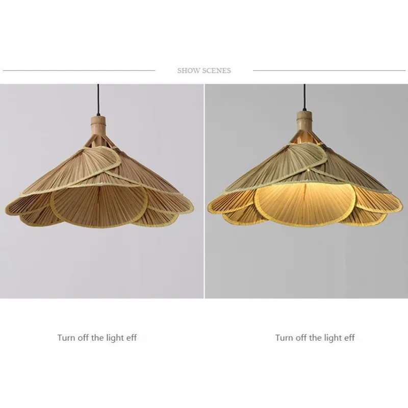 Arturest Bamboo Leaves Fan Pendant Lights Lampshade For Dining Room