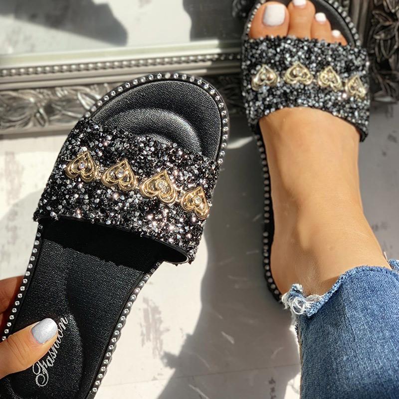 Open Toe Studded Design Flat Sandals - Womens Fashion Online Shopping
