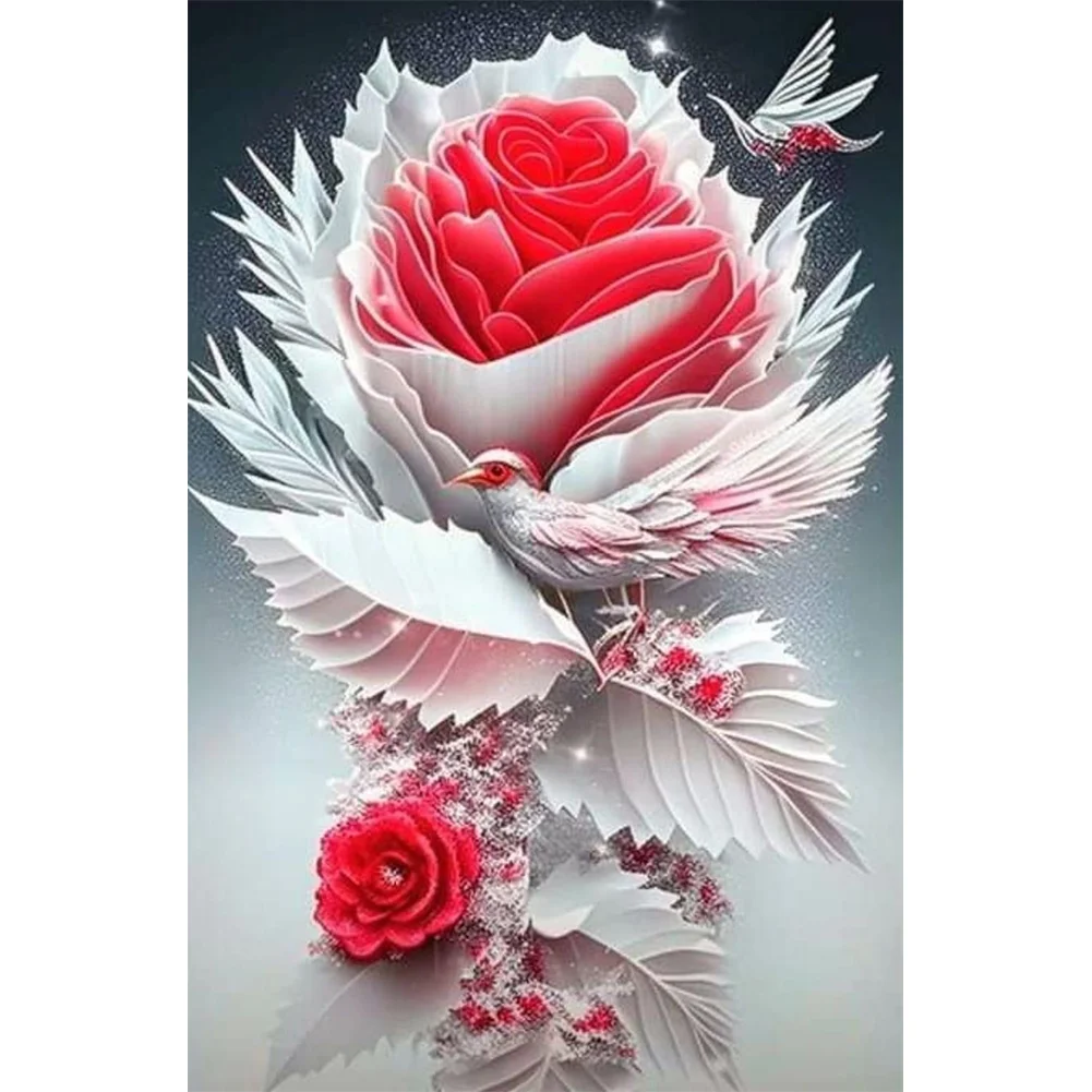 Rose Bird (velvet cloth) AB drill full round/square diamond painting