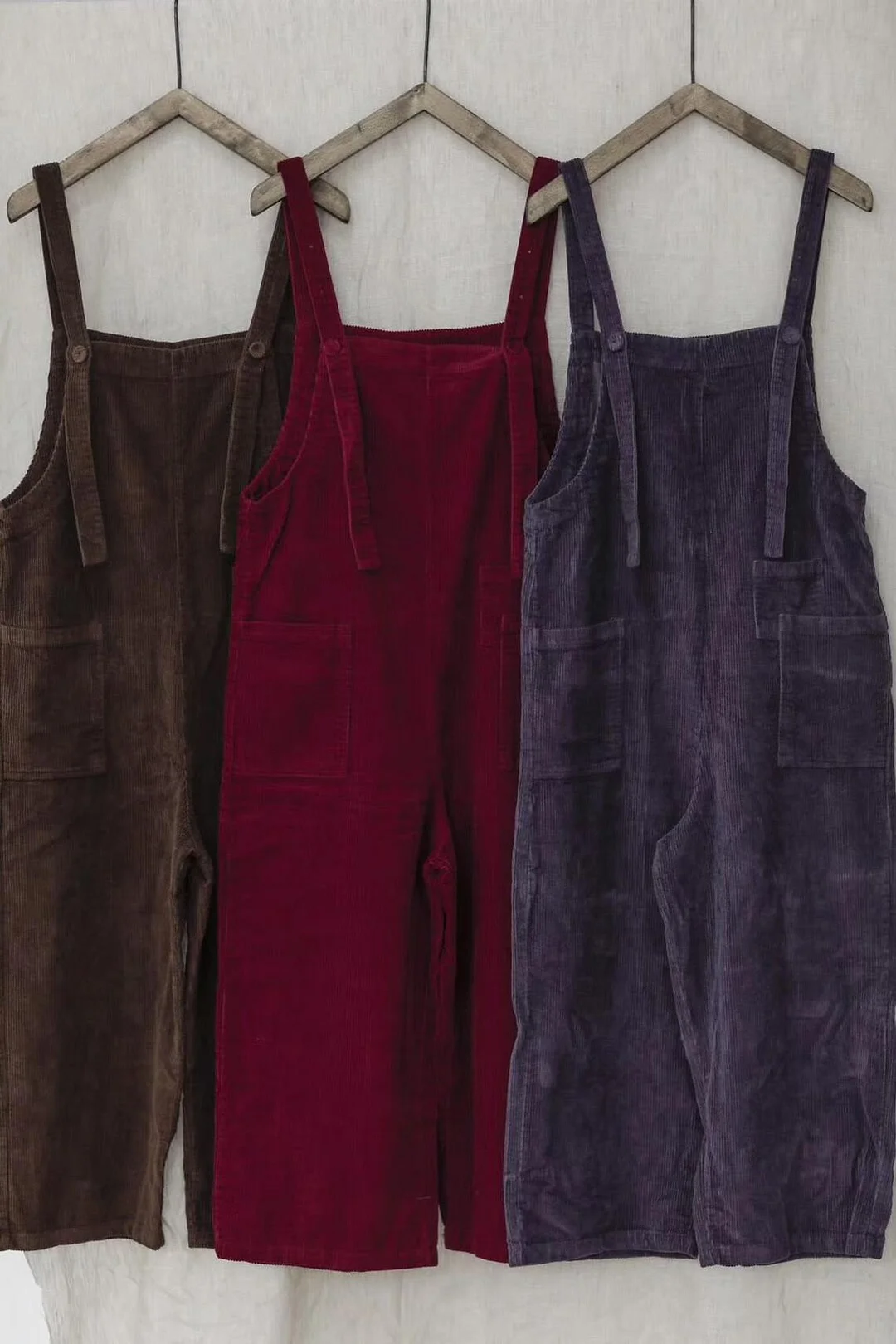 Women's Purple Casual Corduroy Overalls Winter Loose Overalls