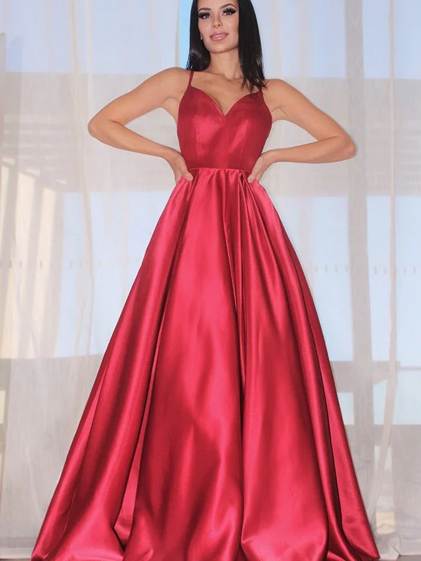 Red Spaghetti-Straps Evening Dress PD0235