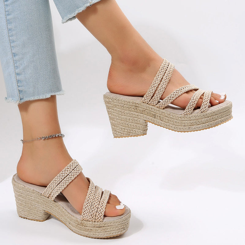 Chunky Heel Platform Sandals - Ladylim