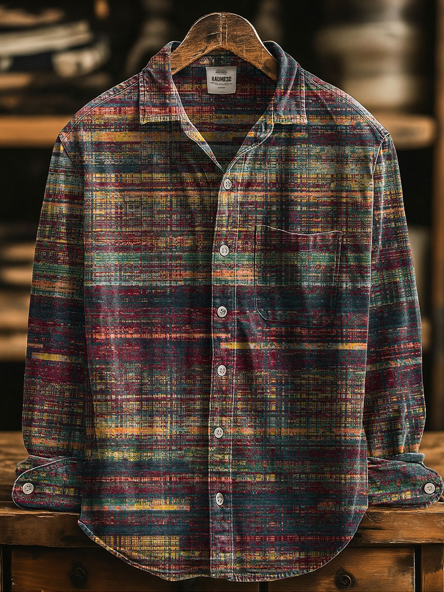 Colorful Horizontal Stripe Decorative Pattern Casual Long Sleeve Shirt