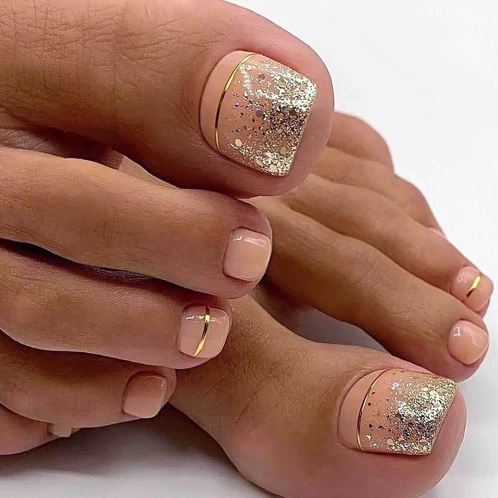 Churchf Churchf Toenail Film Gold Line Foot Style Wearing Nail ...