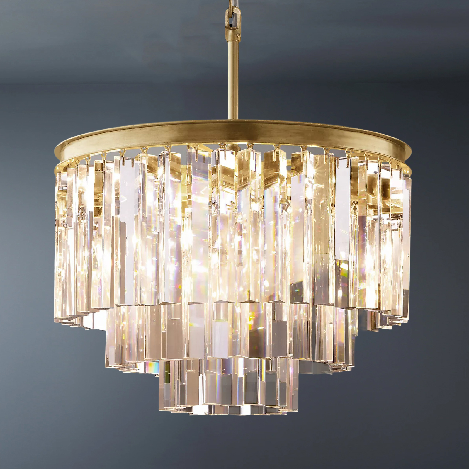 Multi-tier Round Crystal 1920s Odeon Crystal Chandelier Dining Room ...