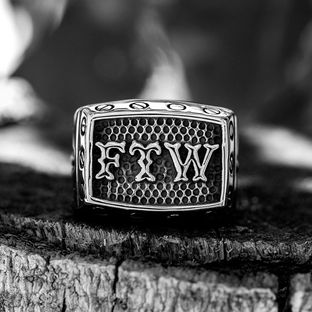 "FTW" Letter Sterling Silver Ring