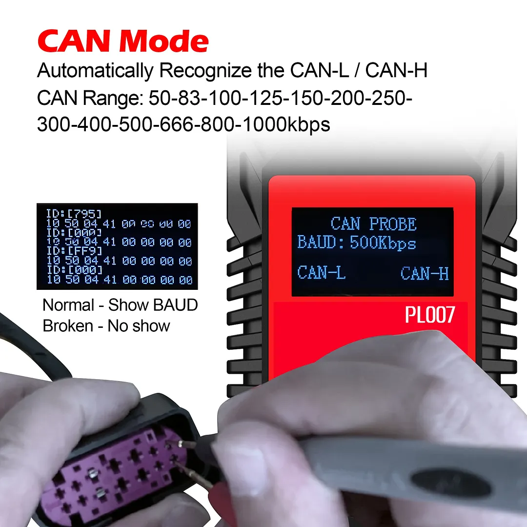 WOYO PL007 CAN LIN PWM Signal Tester, CAN BUS Analyzer Read Baud & ID ...