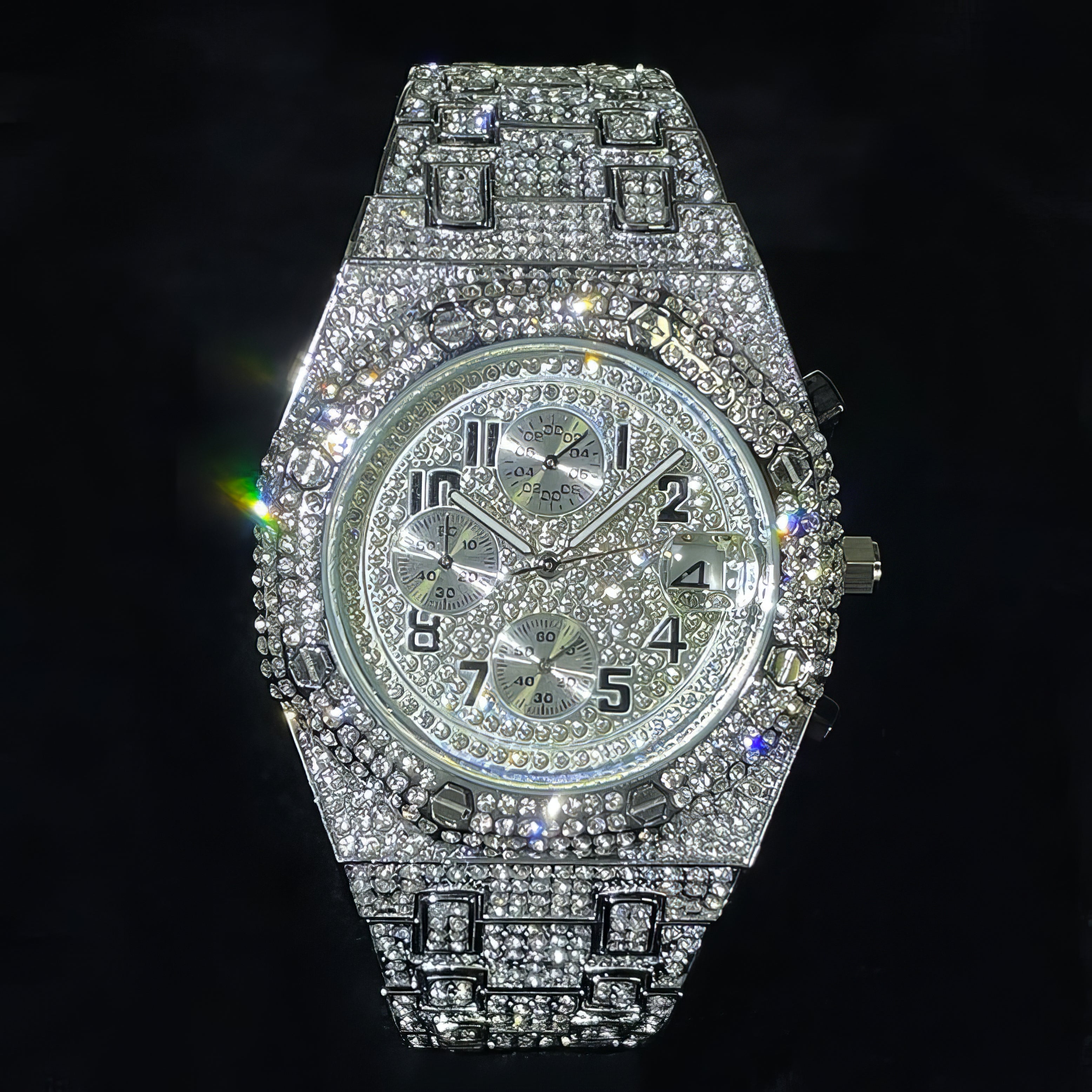 Iced Chronograph Screw Head Watch