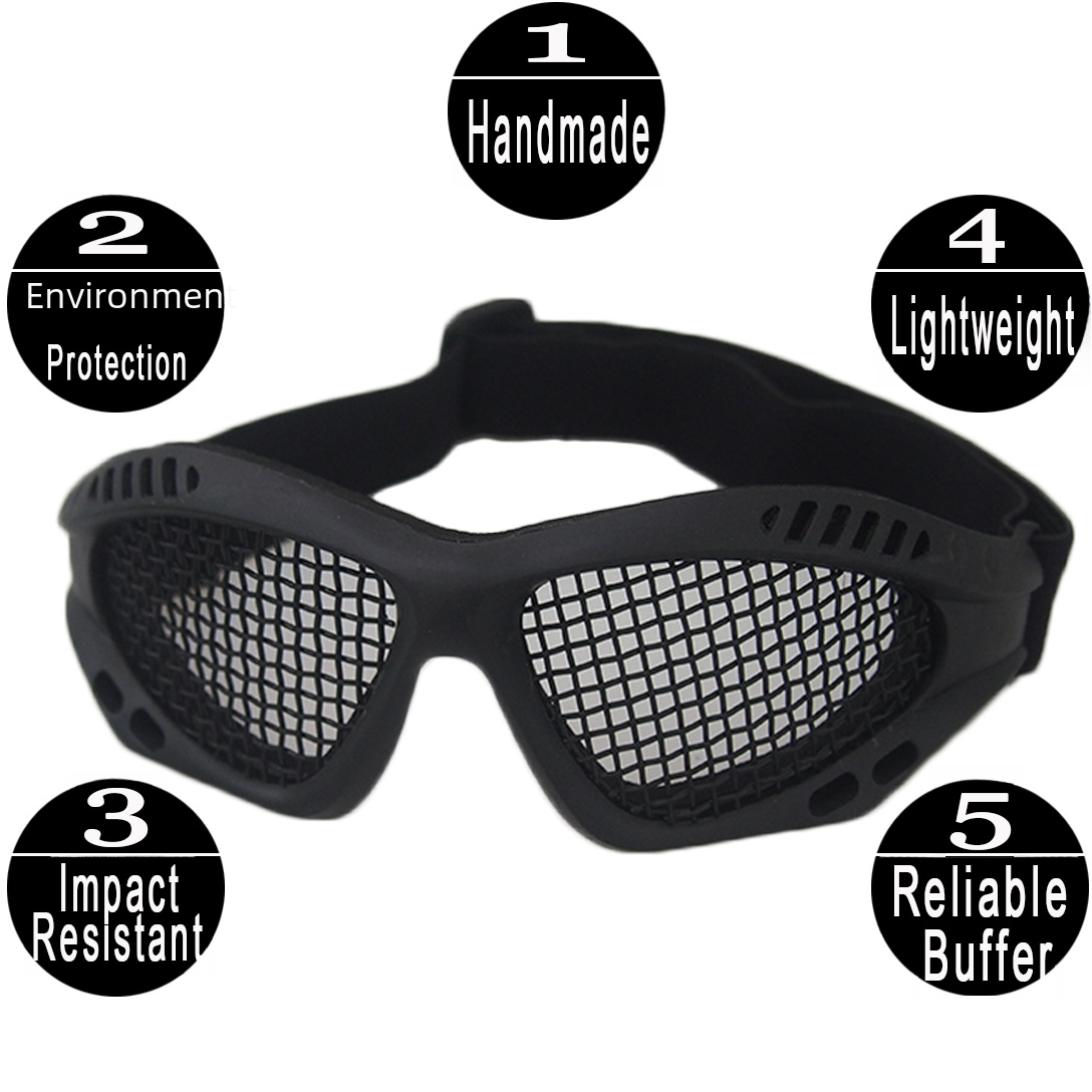 Black Solid Color Metal Mesh Goggles 0 Type Gaming Eye Protection ...