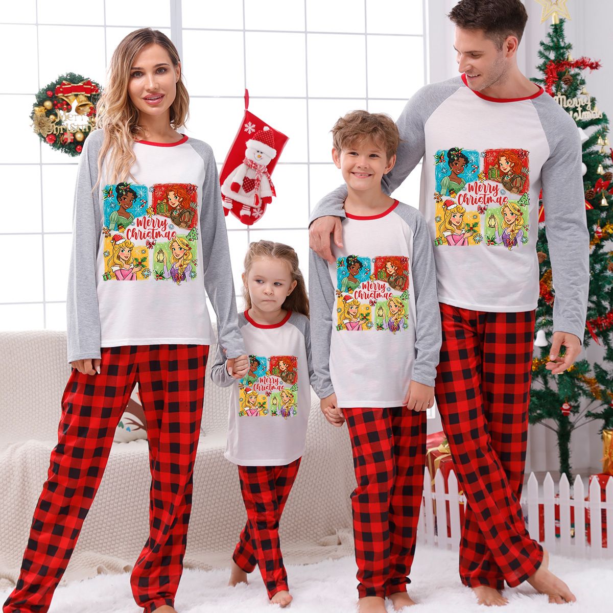 Disney Princess Merry Xmas Family Pajamas Cozy Holiday Matching PJs Sets