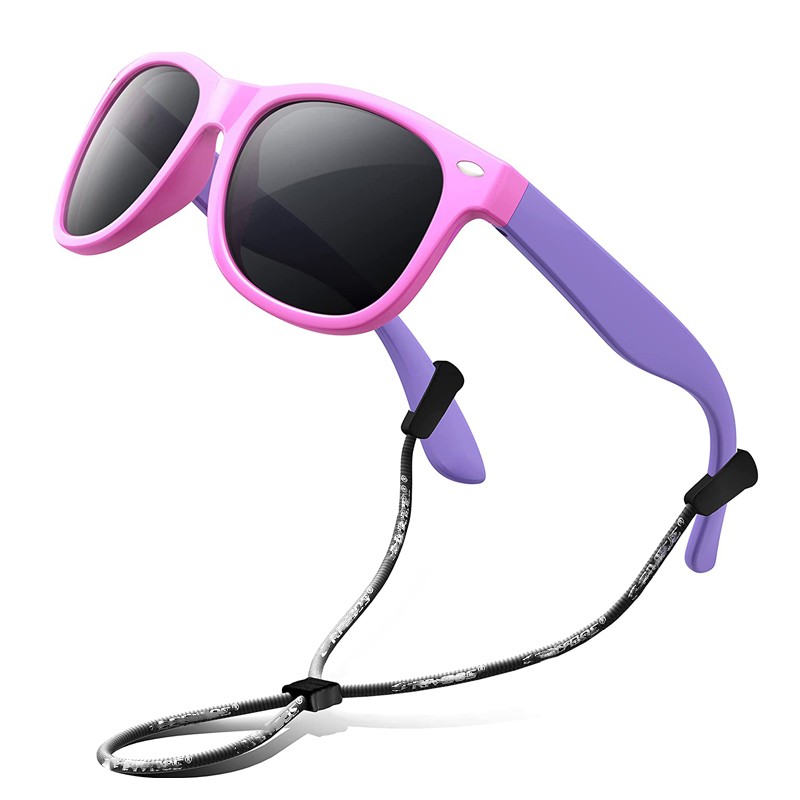 Kids Flexible Silicone Sunglasses with Rope Boys Girls Retro Outdoor ...