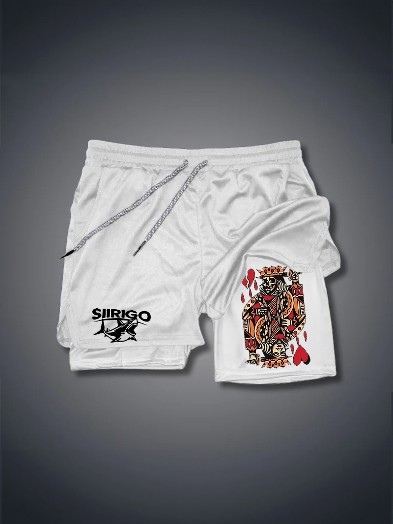 Playing Card Skull GYM PERFORMANCE SHORTS SIIRIGO 29.99